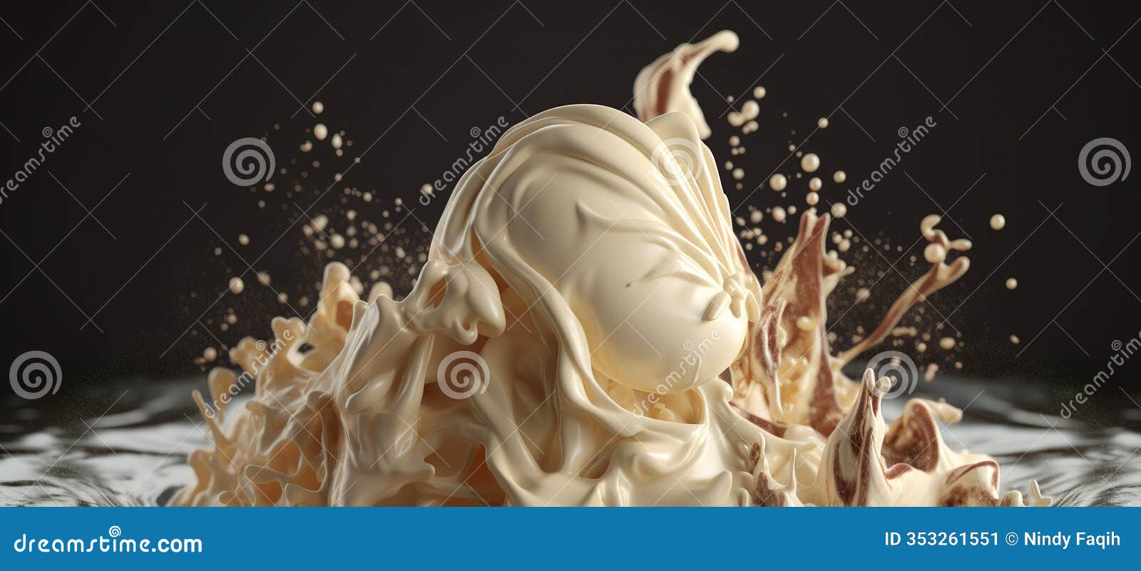 Splash Wave of Vanilla Chocolate Milk Ice Cream Background Stock ...