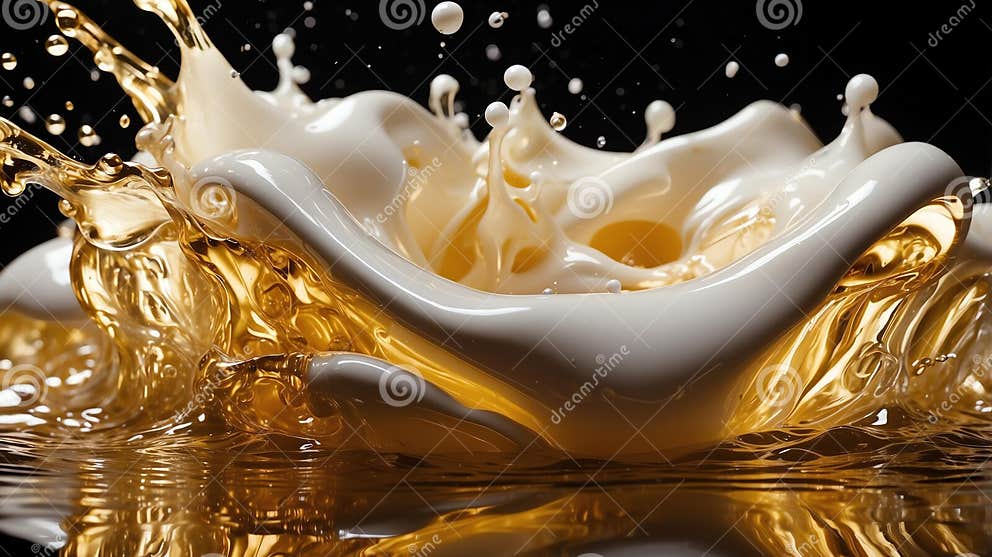 Splash of White Liquid Isolated in Gold Ai Generated Stock Illustration ...