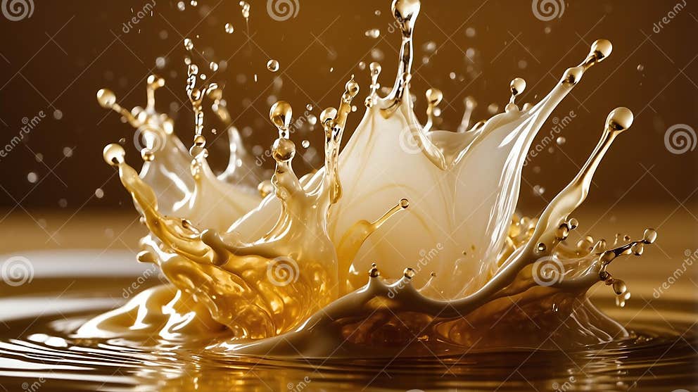 Splash of White Liquid Isolated in Gold Ai Generated Stock Illustration ...