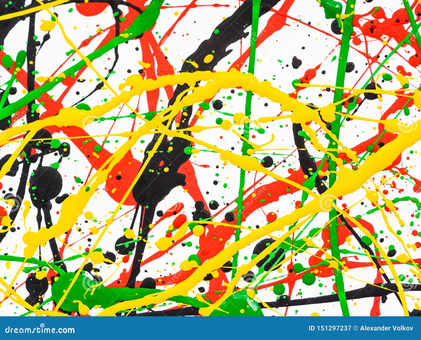 Splashed of Spilled Yellow Green Red Black Paint Stock Image - Image of ...