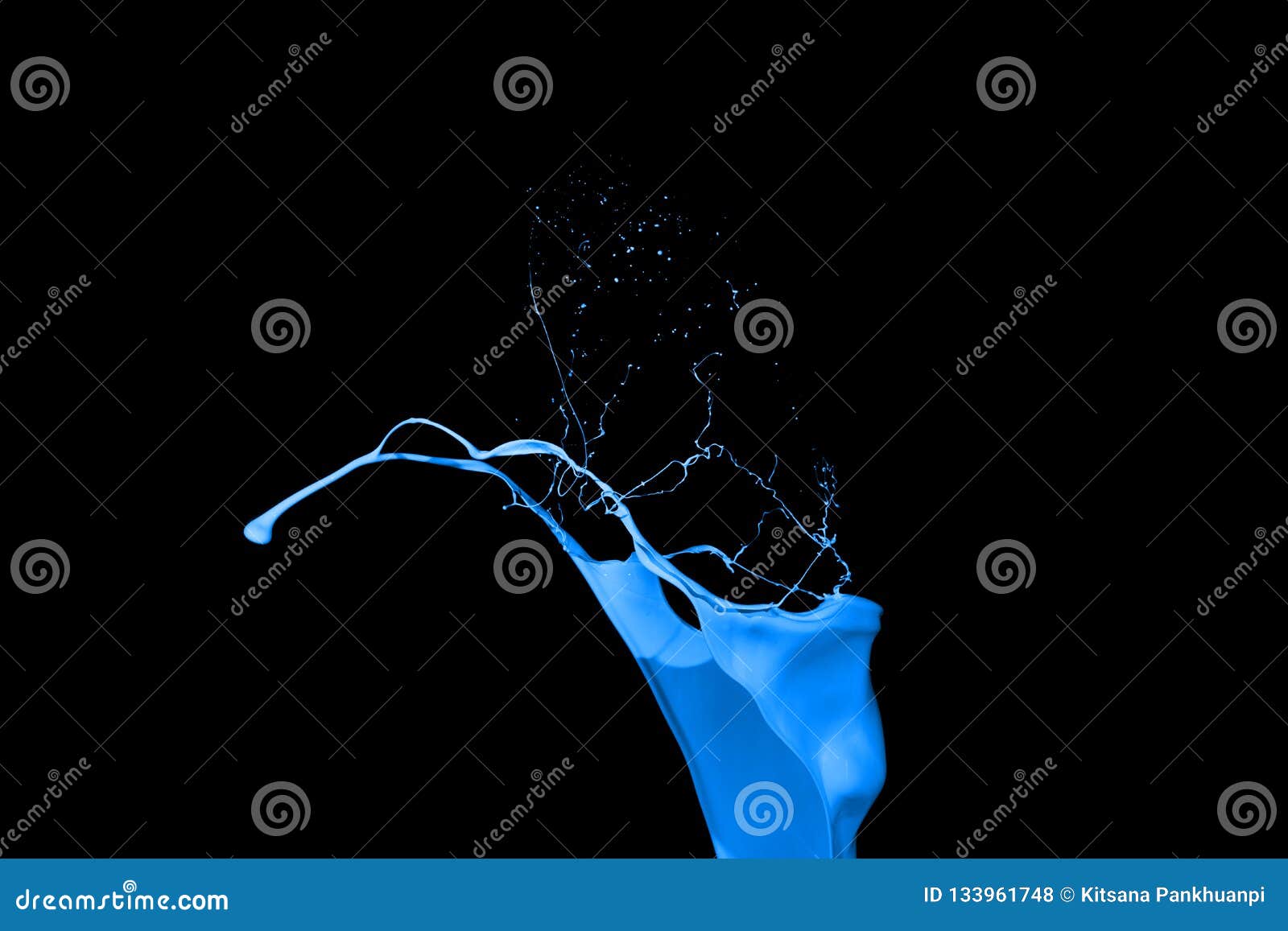 Blue Paint Splash Isolated on Black Background. Stock Photo - Image of ...