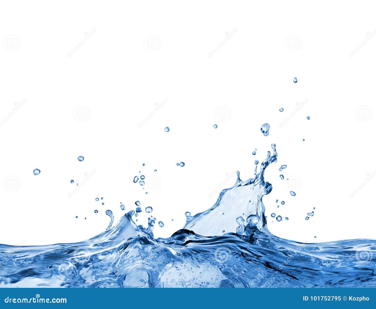 Splashes of Blue Oceanic Water on a White Background Stock Image ...