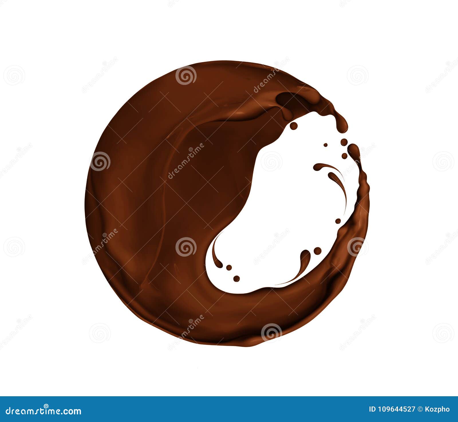 Splashes Of Chocolate In Spherical Shape, Isolated On White Royalty ...