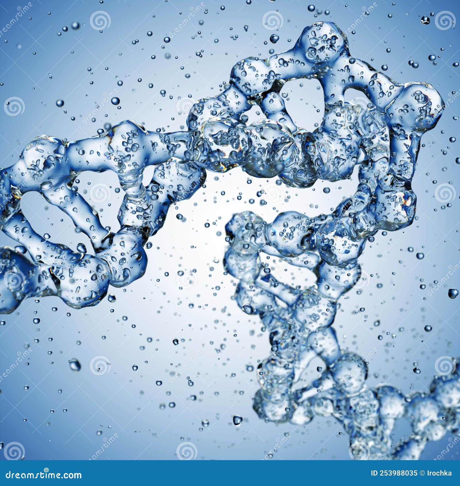 Splashes of Water Shaped of a DNA Molecule. 3d Render Stock ...
