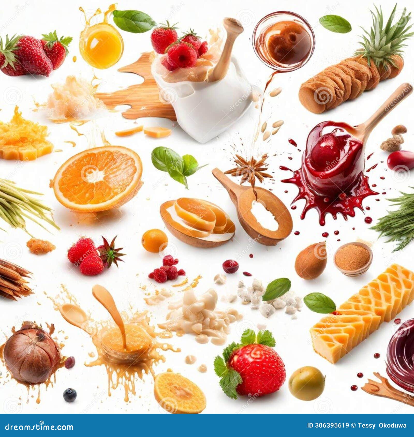 Splashes of Food of a White Background Stock Illustration ...