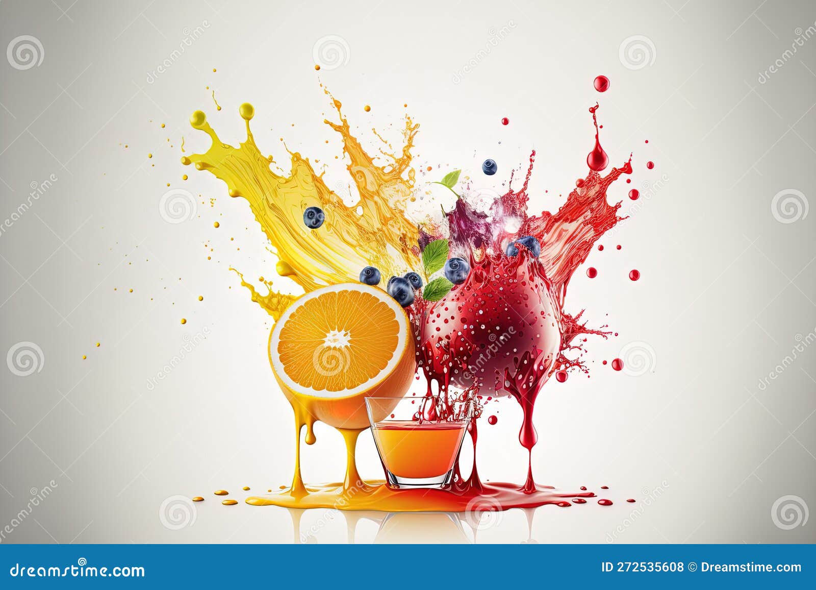Splashes of Fruit Juice on a White Background Stock Illustration ...