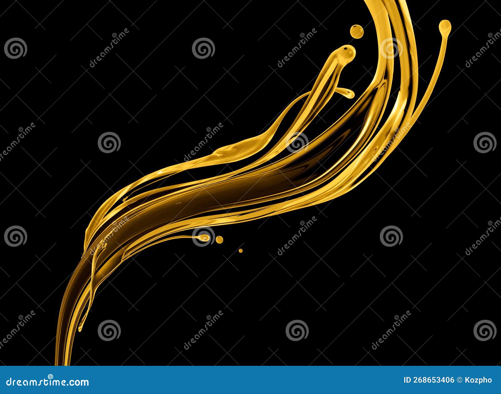 Splashes of Oily Liquid. Organic or Motor Oil on a Black Background ...