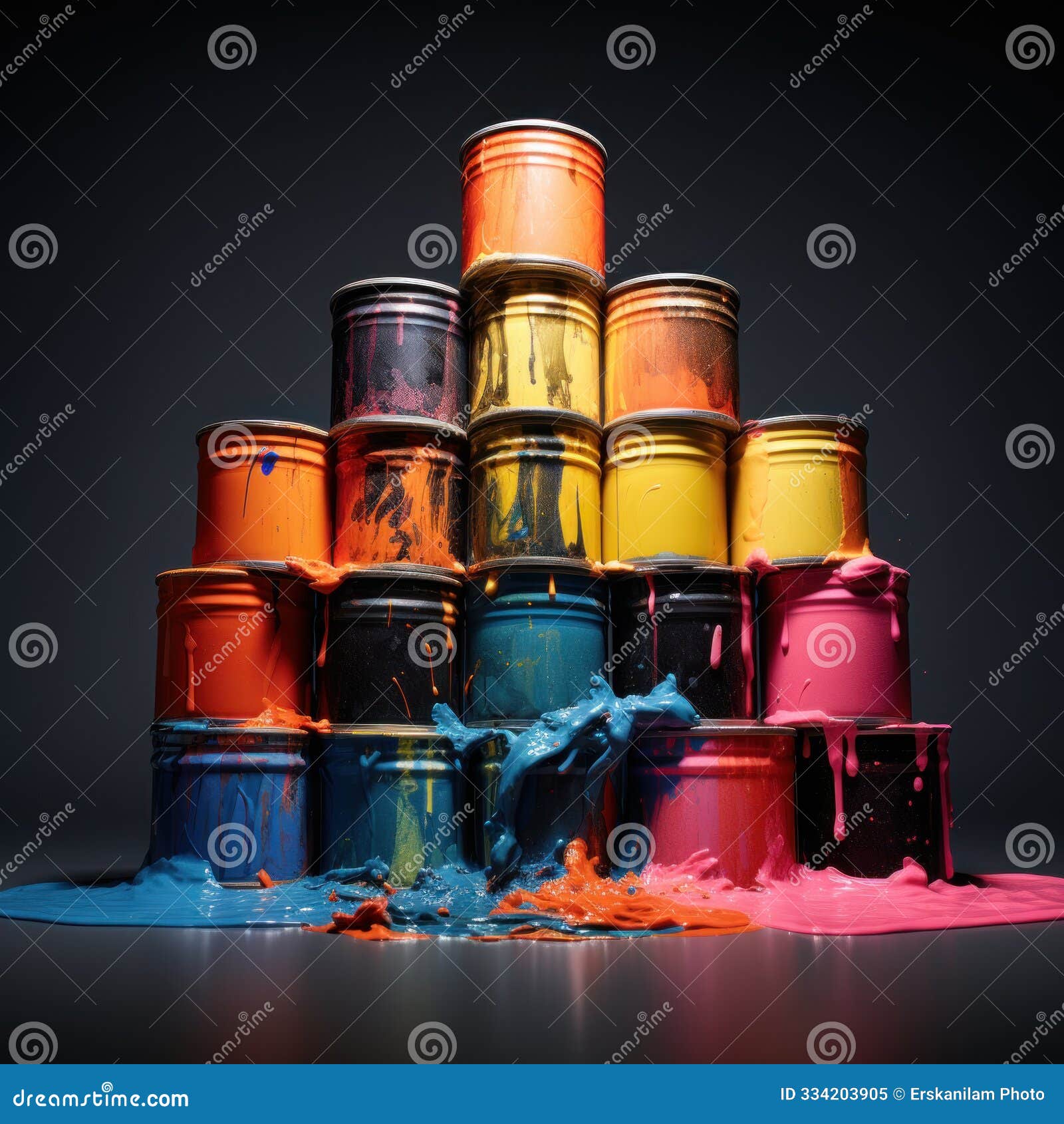 Splashes of Piles of Paint Cans Floating Aesthetically, Splashes of ...