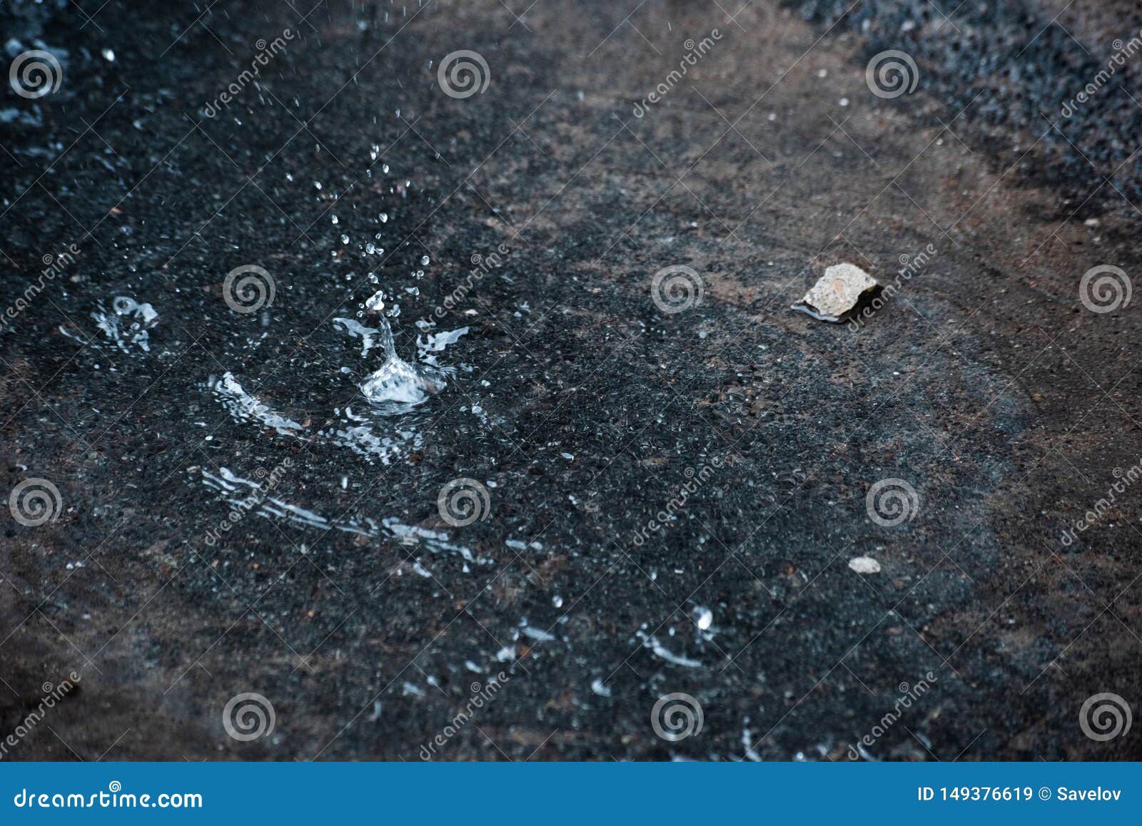 Splashes in a Puddle on the Asphalt Stock Image - Image of puddle ...