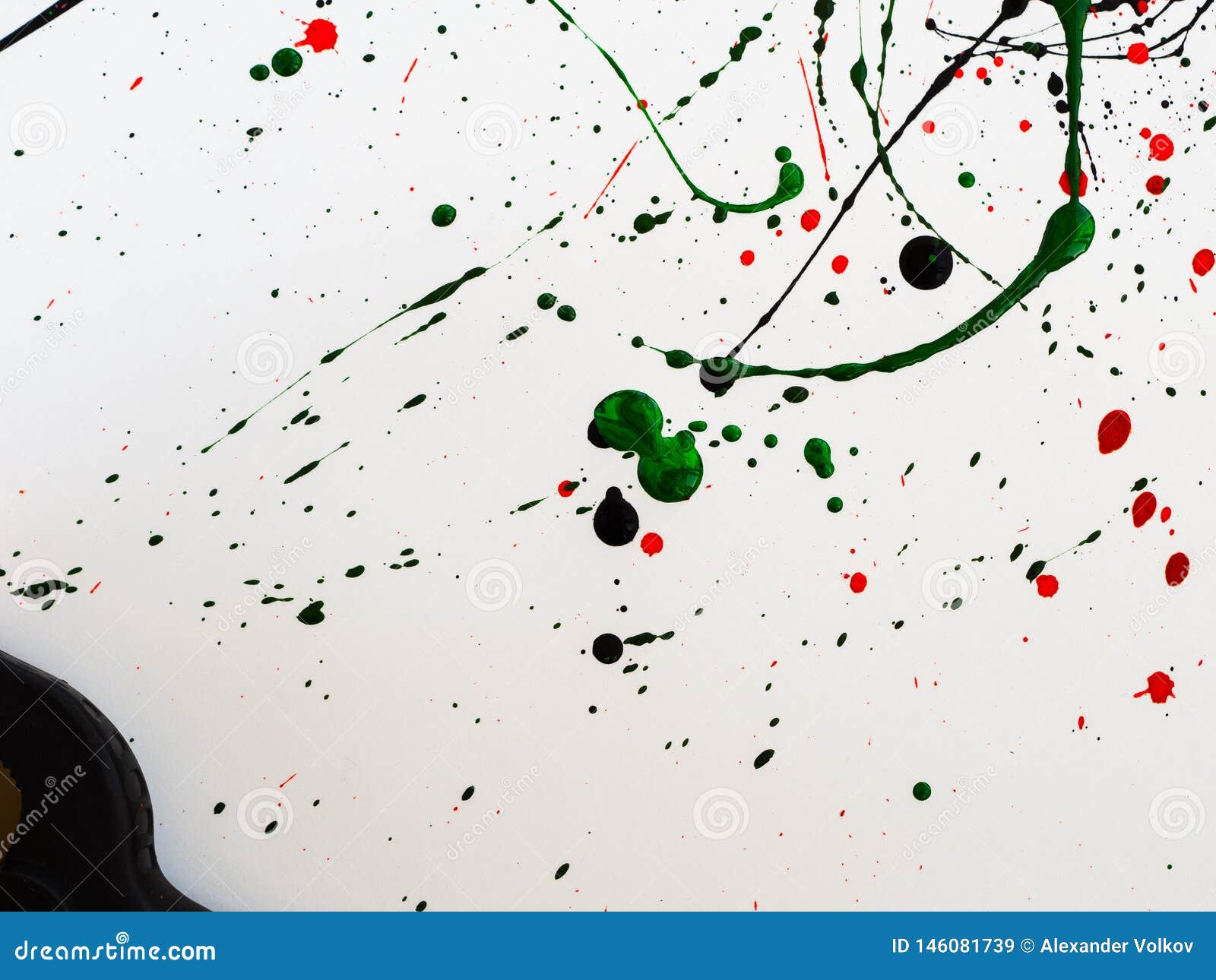Splashes on Red and Black and Green Paint Stock Image - Image of design ...