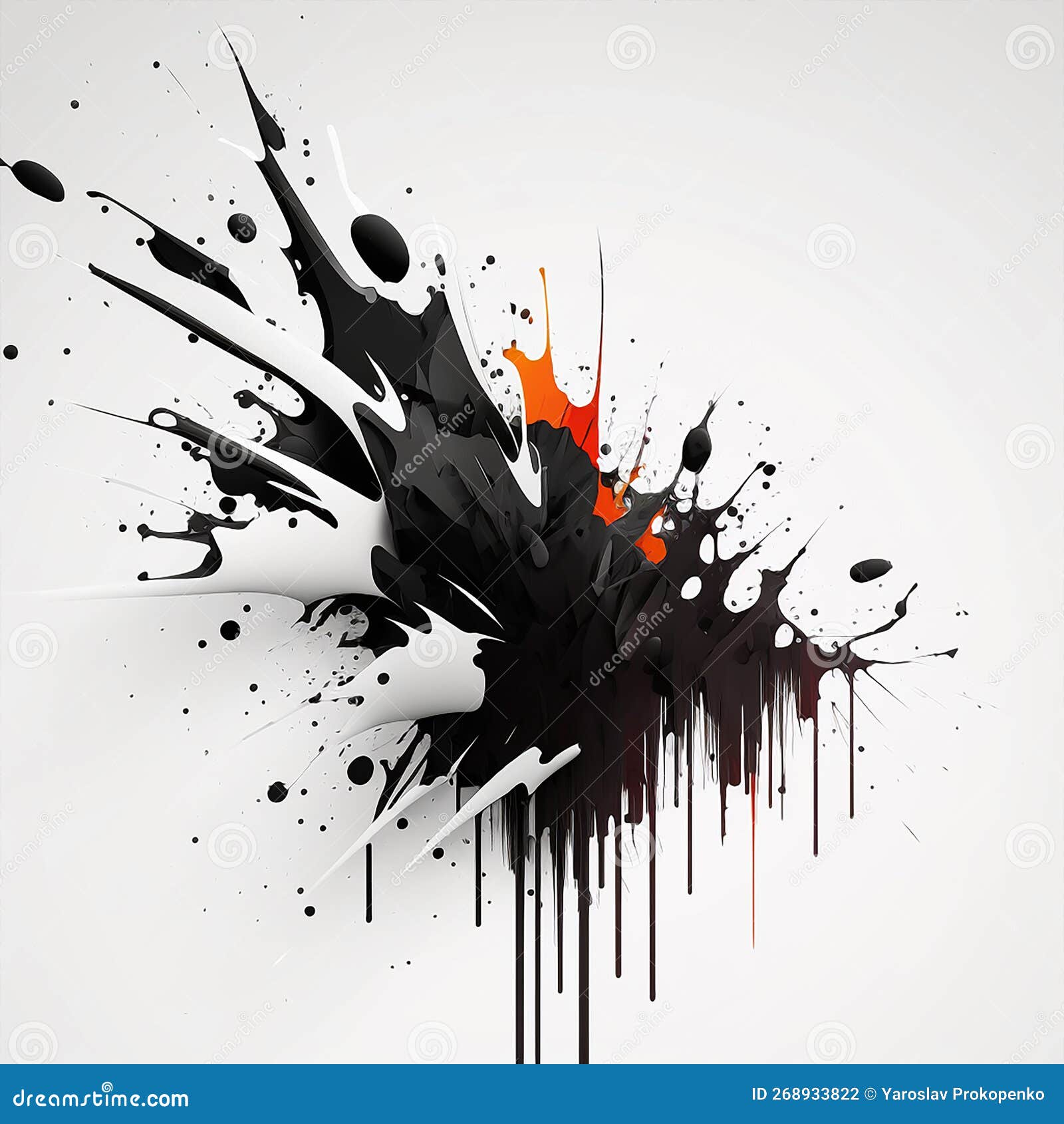 Splashes of Streaks of Paint on a White Background Isolate. Ai Stock ...