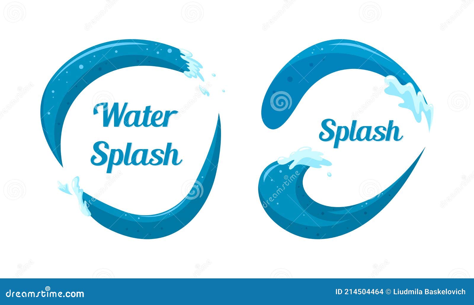 Splashes of Water in Circle Frames. Swirling Waves Frames. Vector ...