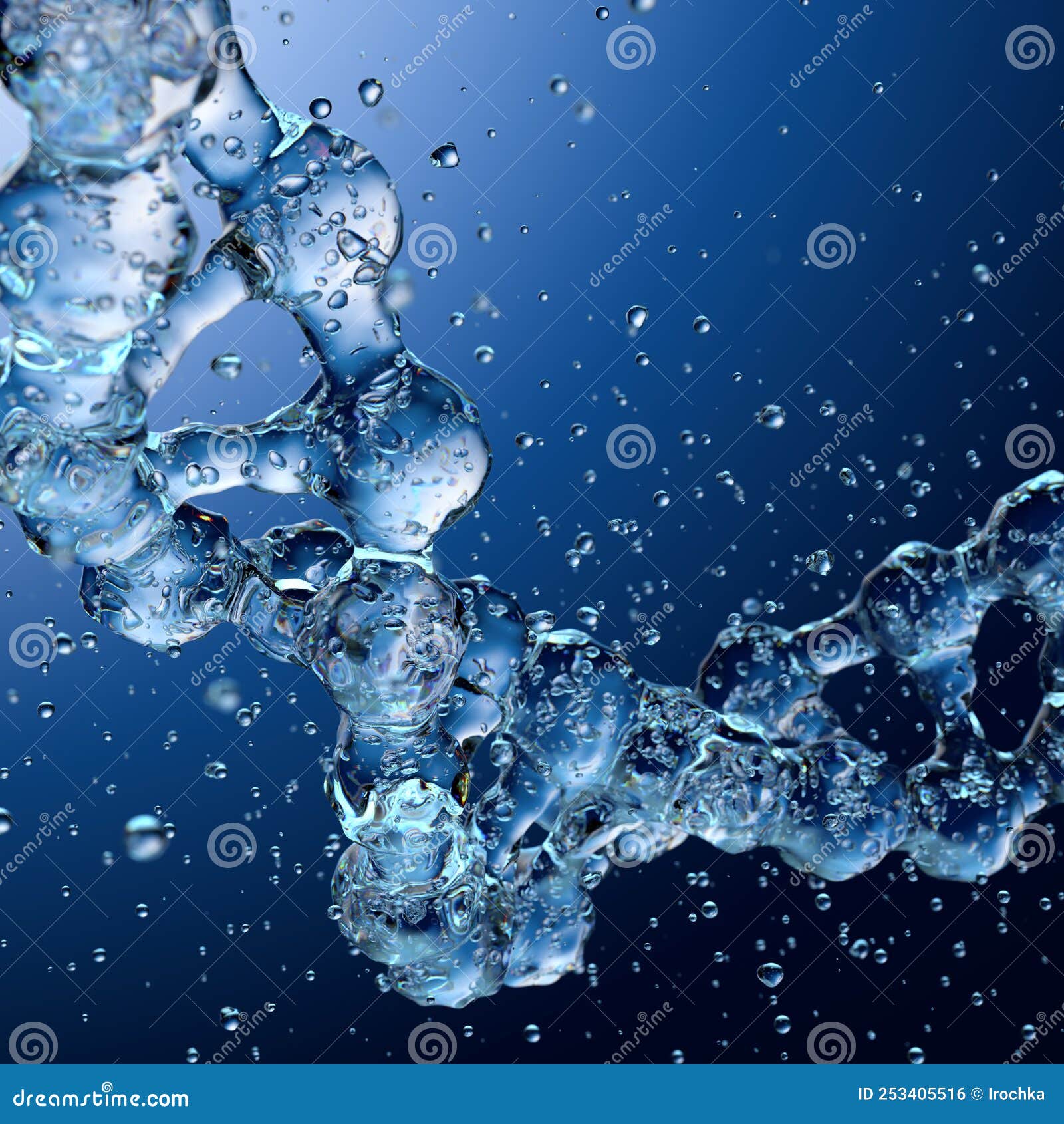 Splashes of Water Shaped of a DNA Molecule. 3d Render Stock ...
