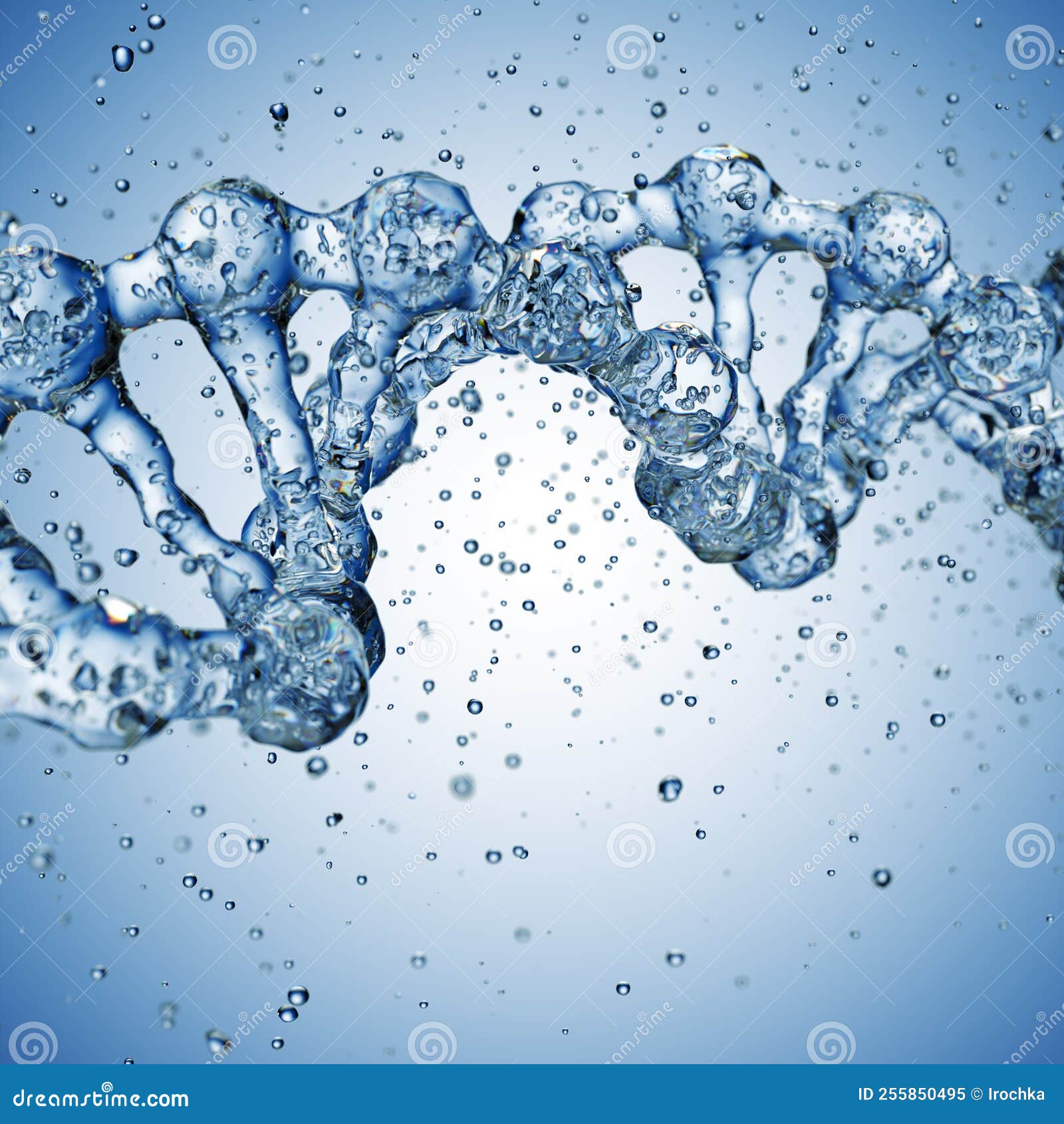 Splashes of Water Shaped of a DNA Molecule. 3d Render Stock ...