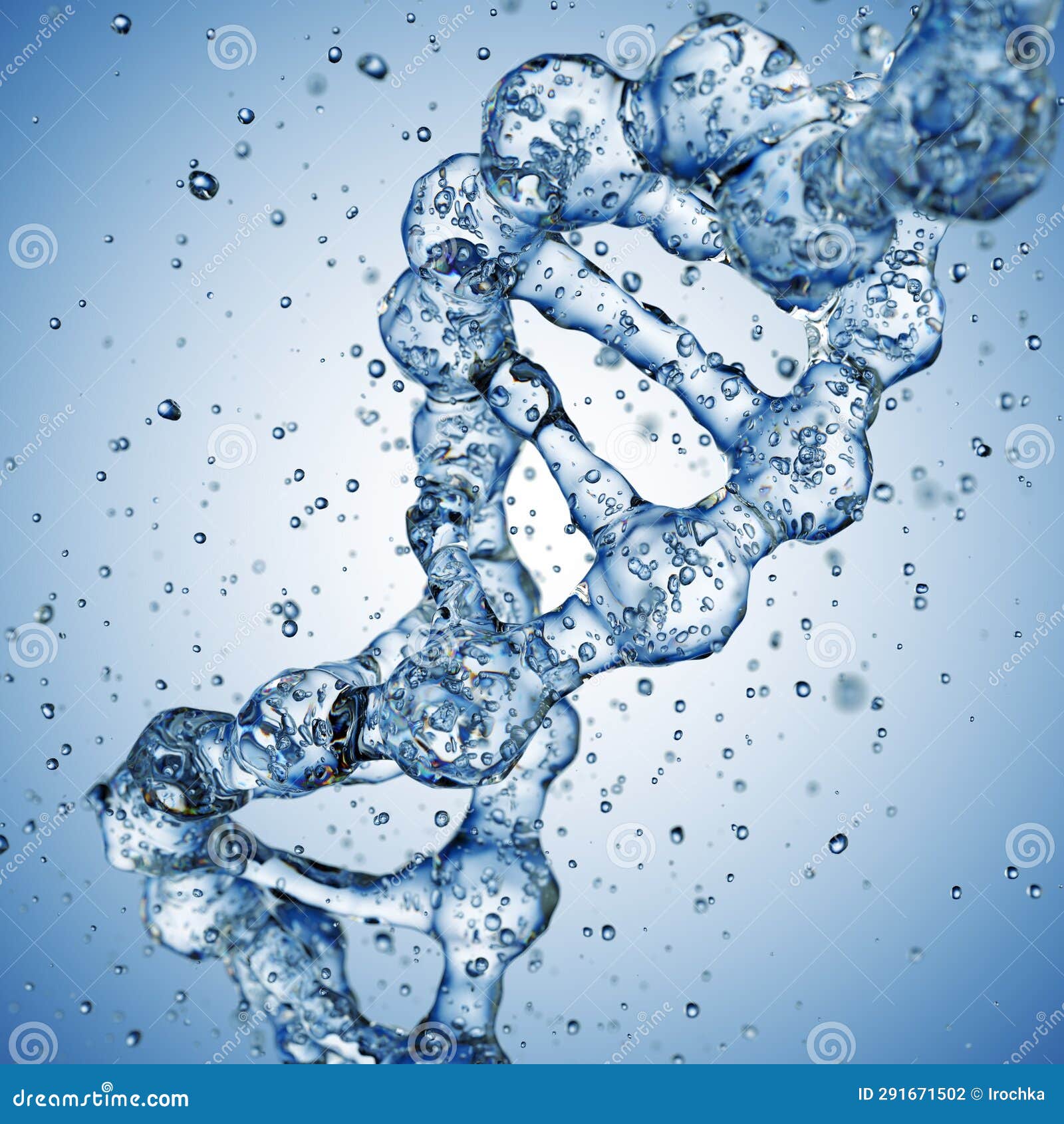 Splashes of Water Shaped of a DNA Molecule. 3d Render Stock ...
