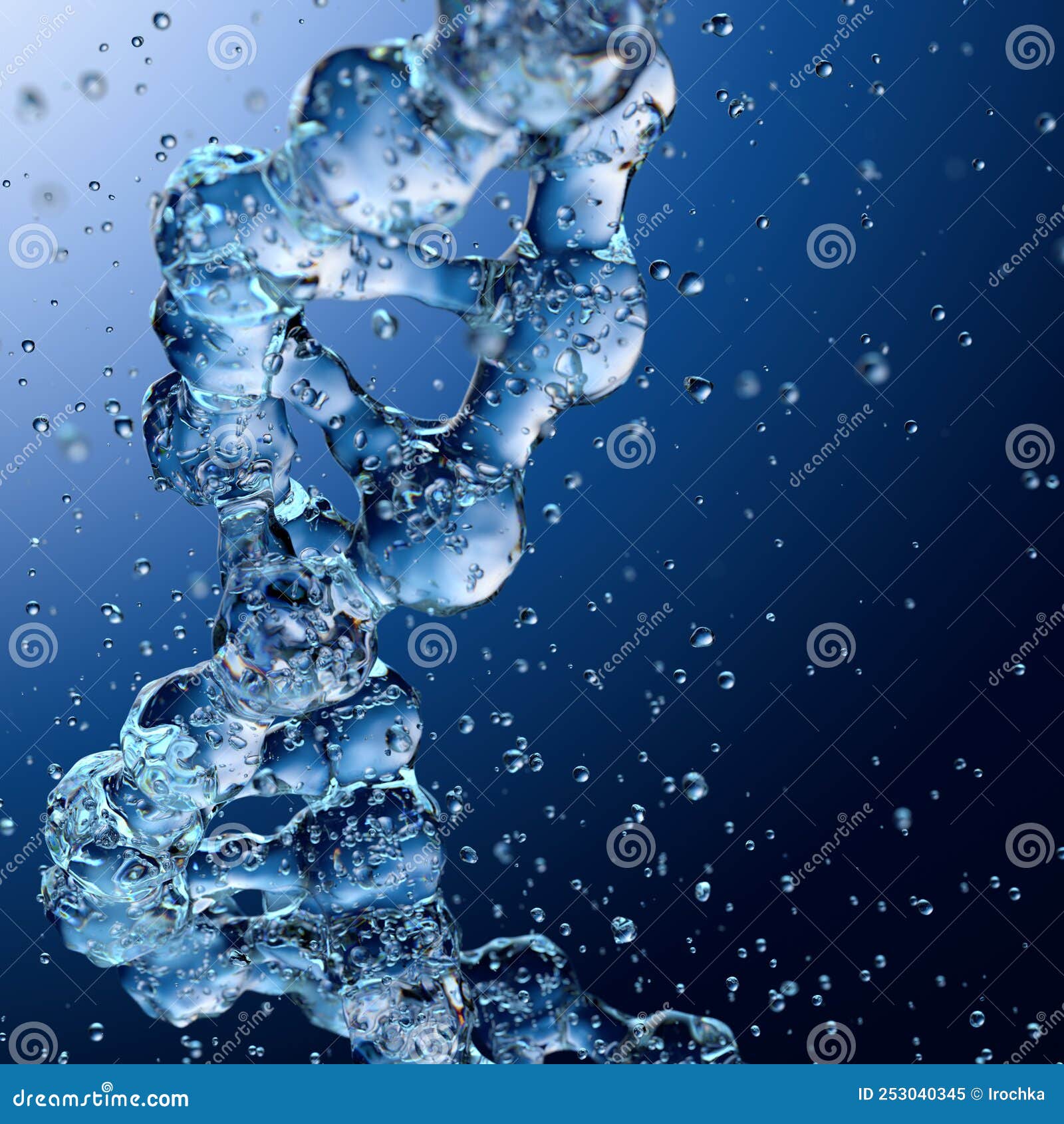 Splashes of Water Shaped of a DNA Molecule. 3d Render Stock ...