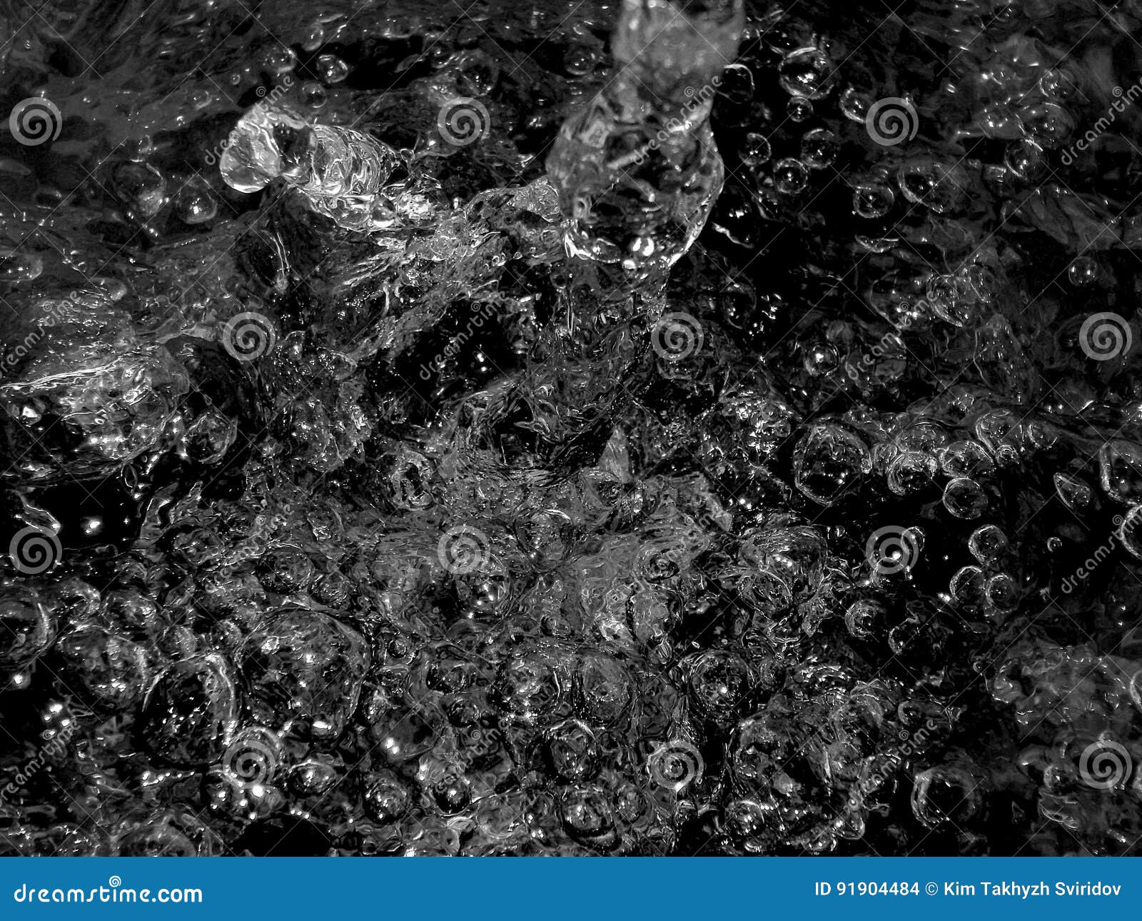 Splashes of Water with a Splash on a Black and White Image Stock Photo ...