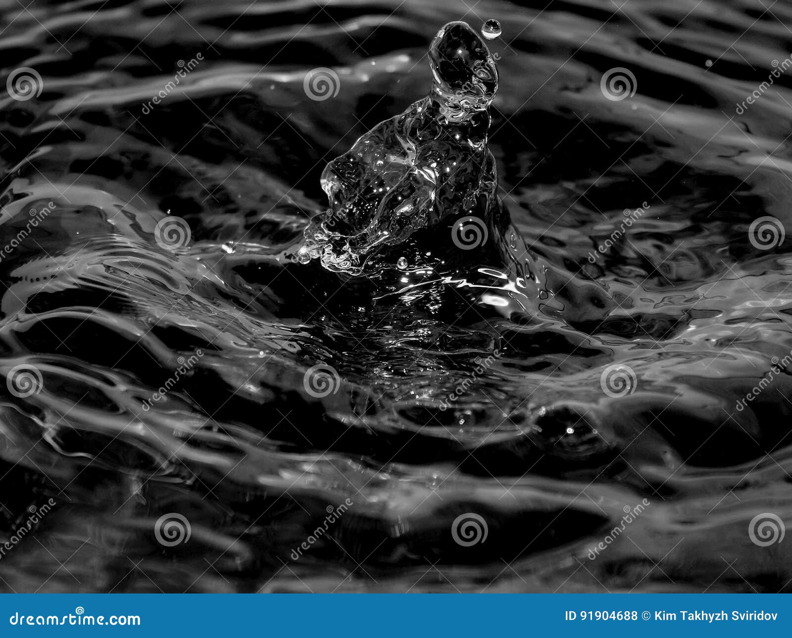 Splashes of Water with a Splash on a Black and White Image Stock Photo ...