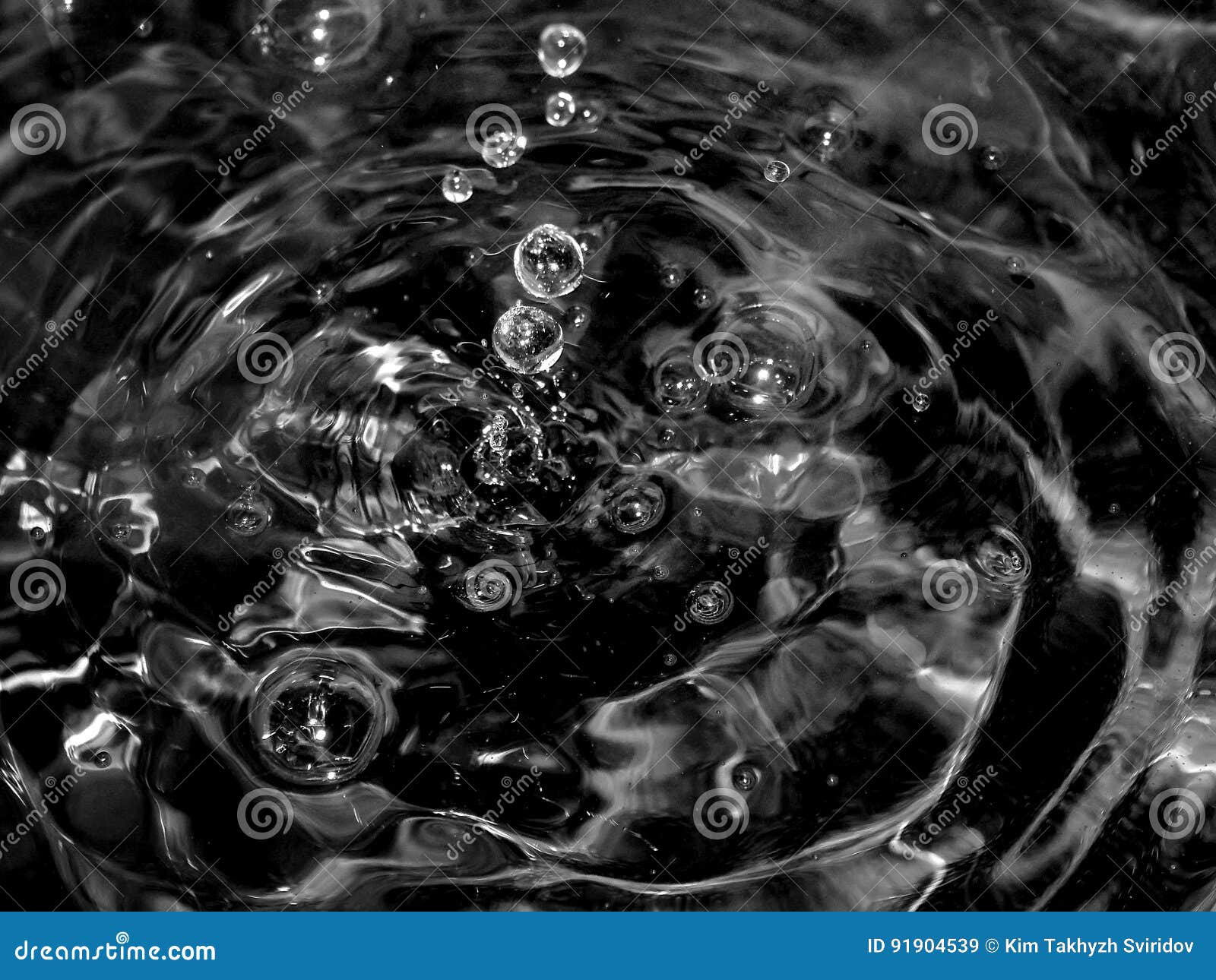 Splashes of Water with a Splash on a Black and White Image Stock Image ...
