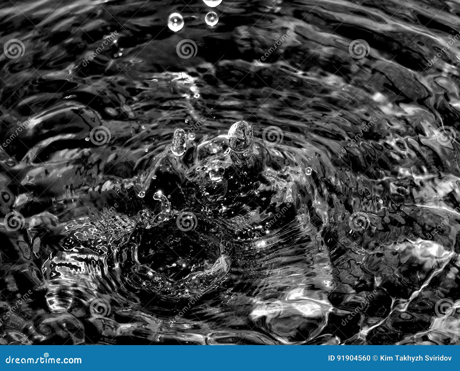 Splashes of Water with a Splash on a Black and White Image Stock Photo ...