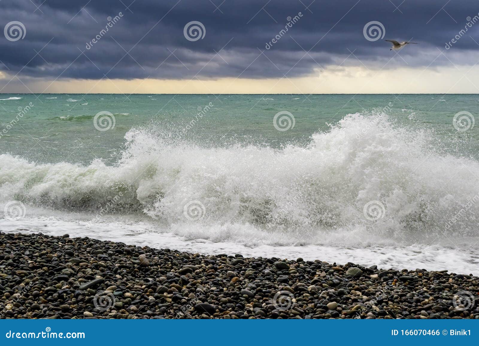 Splashes of Waves during Stormy Wind in the Sea at Pebble Beach. Stock ...