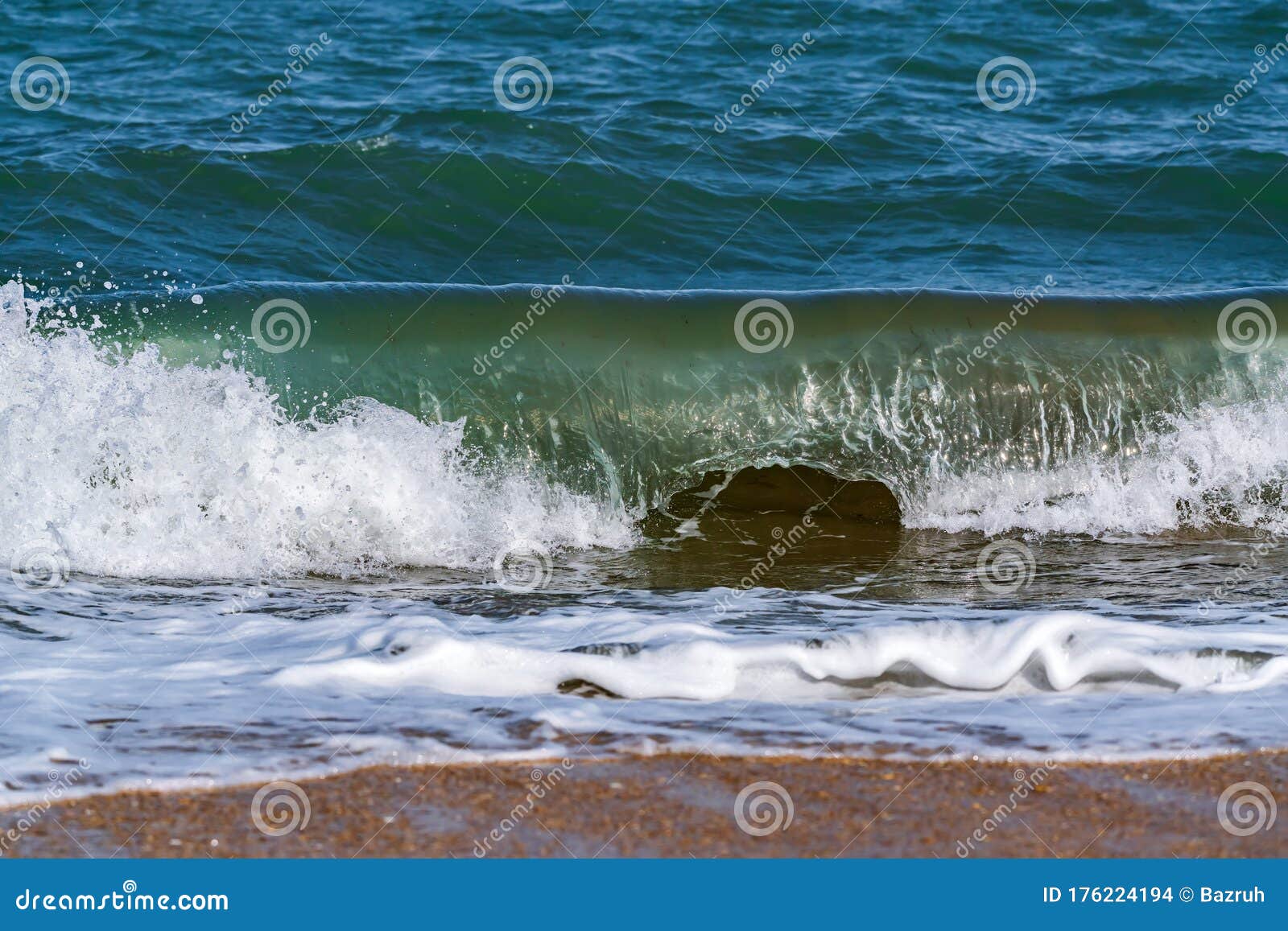 Splashing Big Waves on the Beach Stock Photo - Image of wave, drops ...