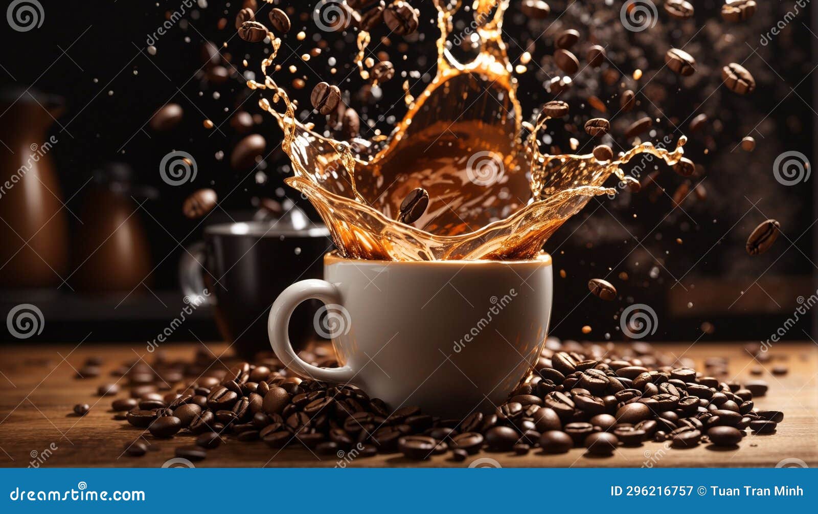 Splashing Coffee Decoration Stock Image - Image of food, generated ...