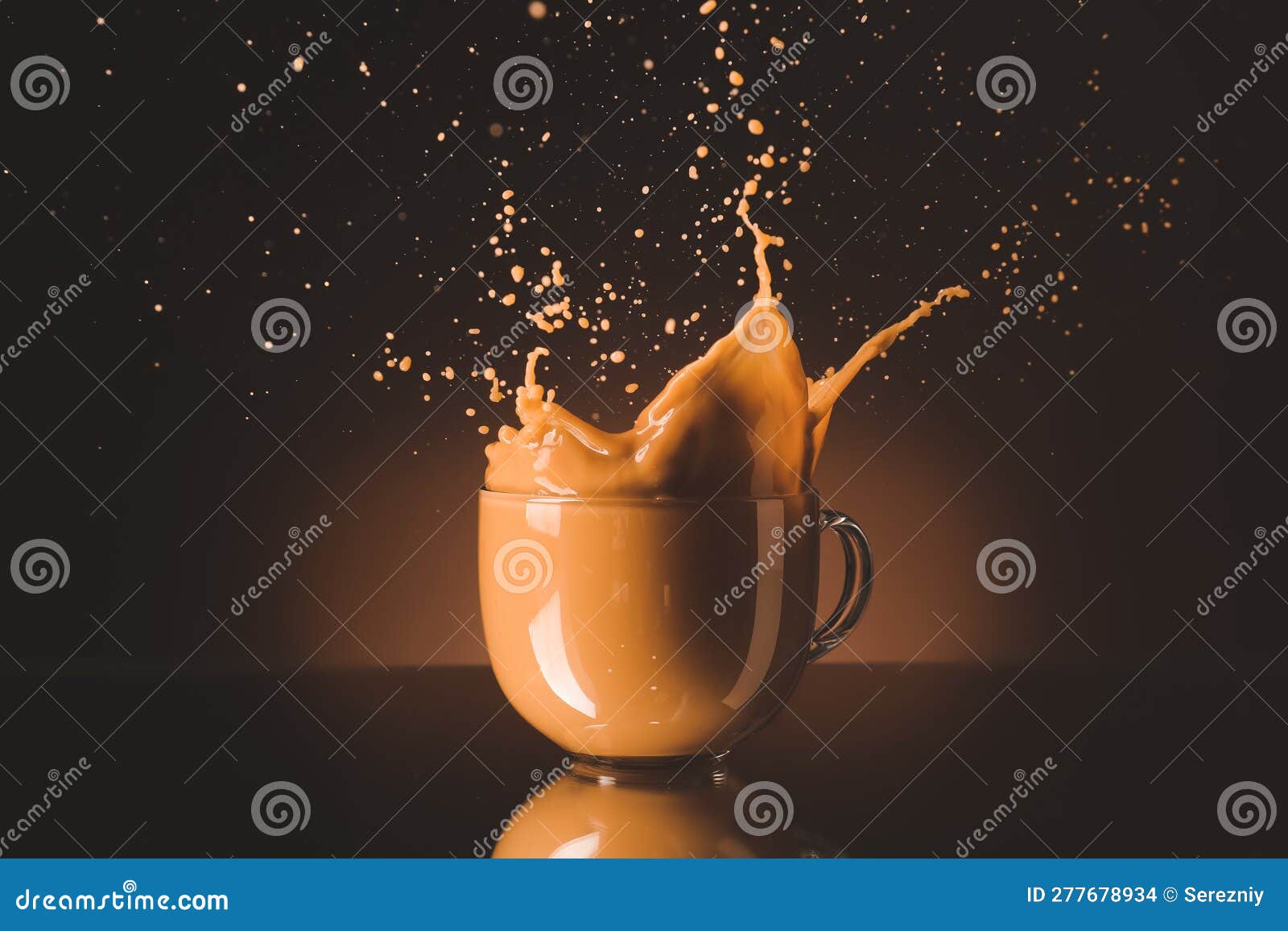 Splashing of Coffee in Glass Cup on Dark Background Stock Photo - Image ...