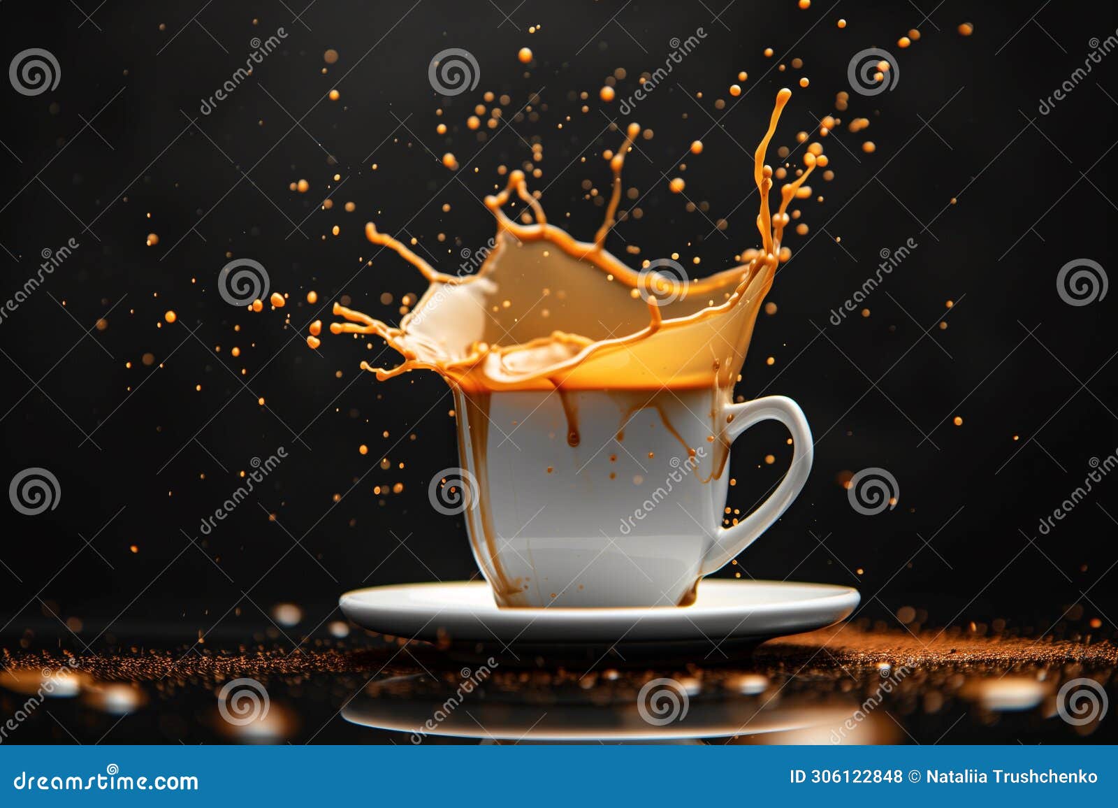 Splashing Coffee. Coffee with Splash of Black Coffee Form White Cup ...