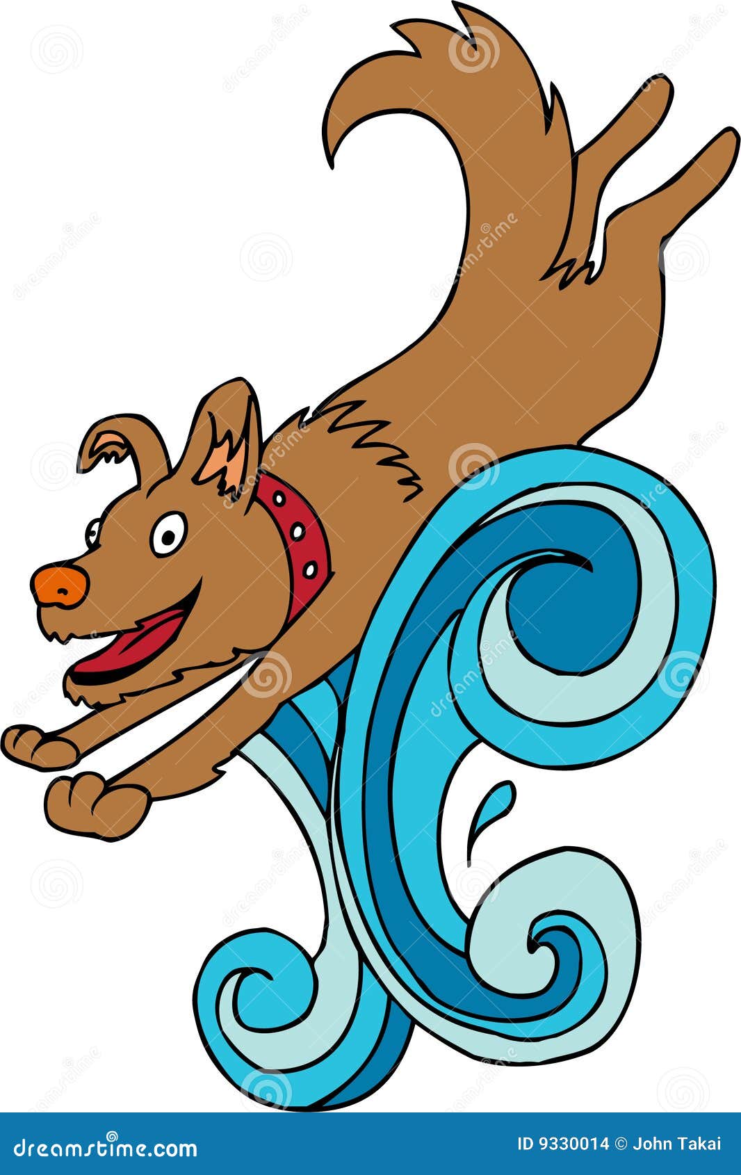 Splashing Dog stock vector. Illustration of water, wave - 9330014