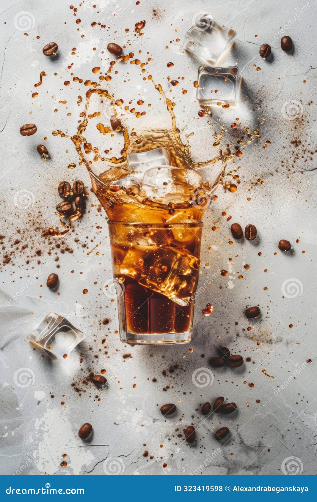 Splashing Iced Coffee With Flying Ice Cubes Stock Photography ...