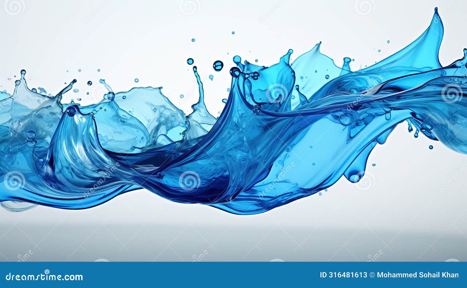 Splashing Light Blue Color Liquid Paint on Plain White Background Stock ...
