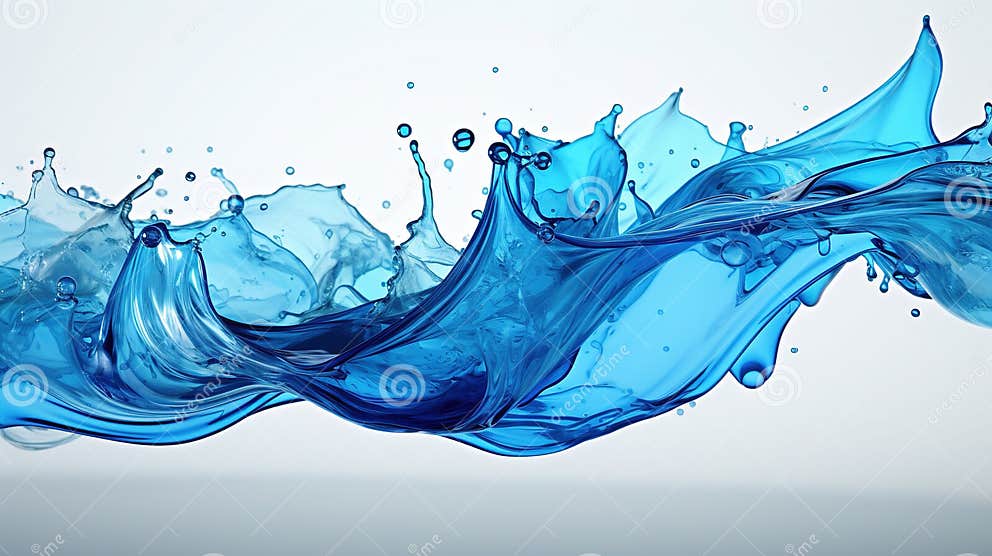 Splashing Light Blue Color Liquid Paint on Plain White Background Stock ...