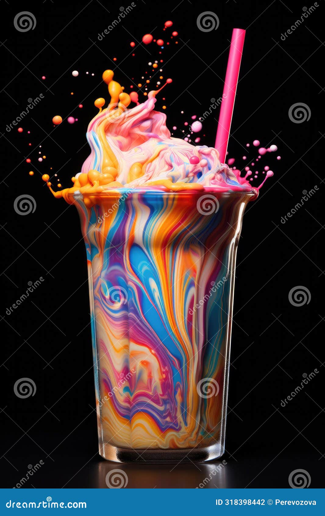 Splashing Multicoloured Milkshake or Smoothie, Colourful Explosion on ...