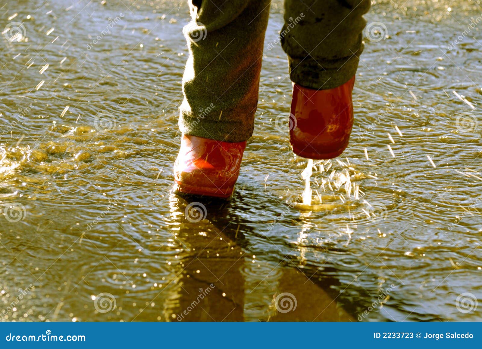 Splashing in Puddles stock image. Image of playing, legs - 2233723
