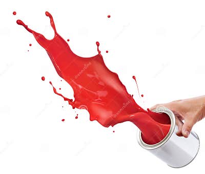 Splashing red paint stock image. Image of bucket, hand - 19172163