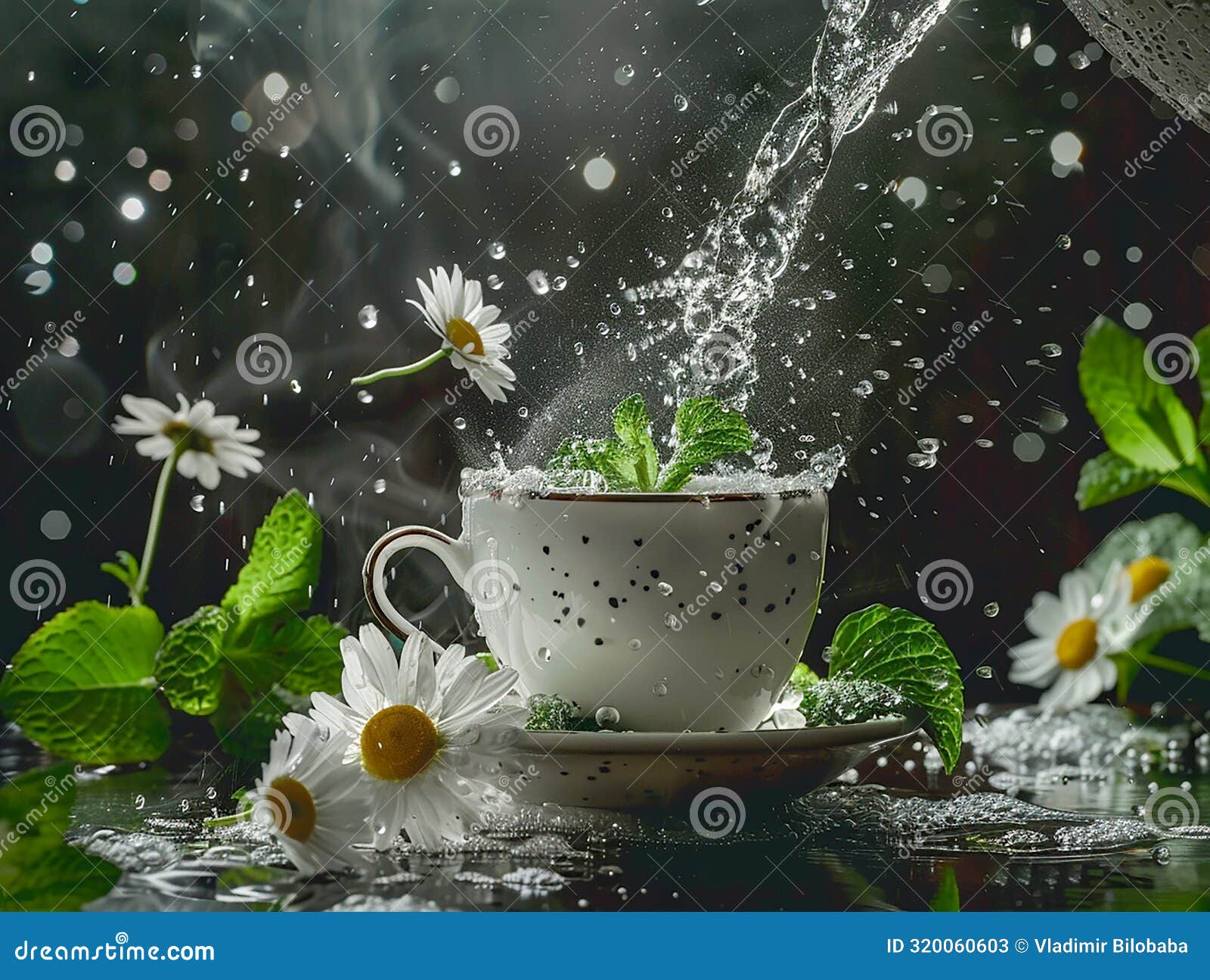 Splashing tea cup on table stock illustration. Illustration of accident ...