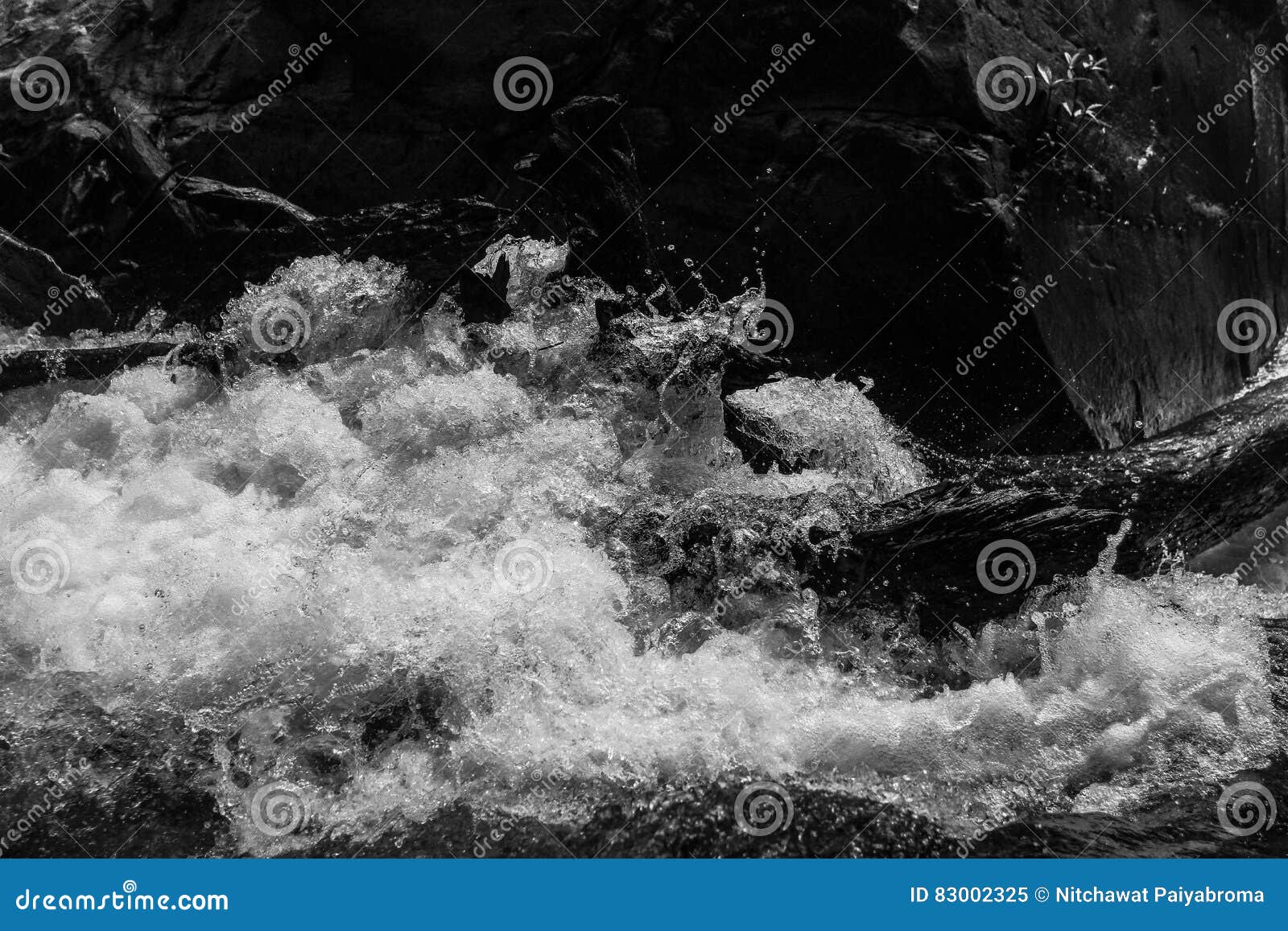 Splashing water in BW stock image. Image of waterfall - 83002325