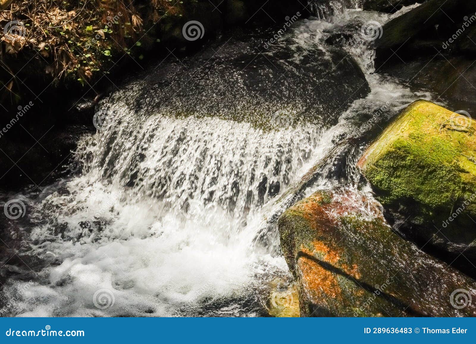 Splashing Water Over a Rock from a Brook Stock Image - Image of ...