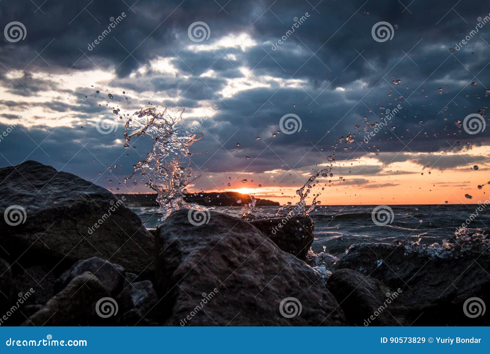 Splashing Water on the Sunset Background Stock Image - Image of water ...