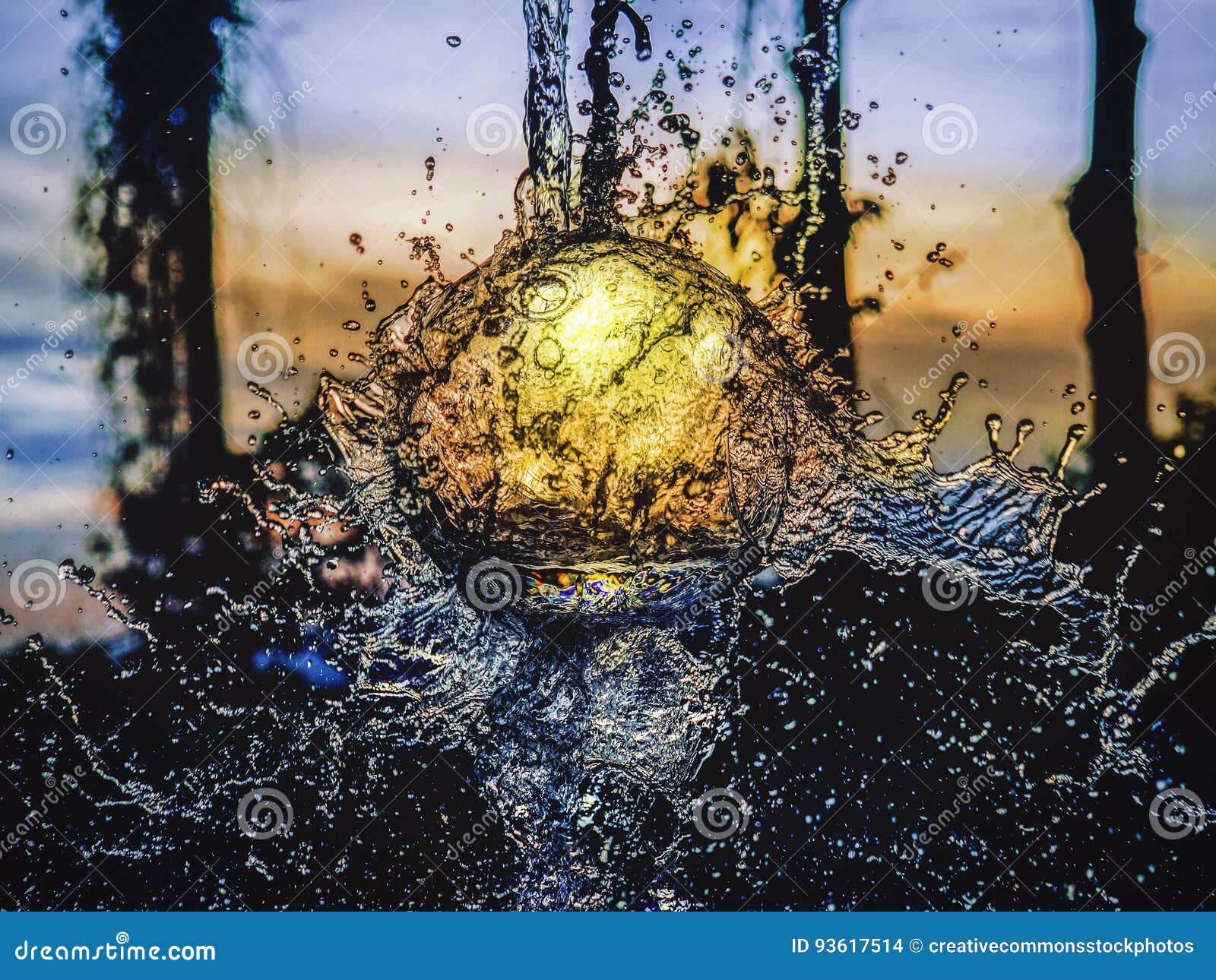 Splashing Water At Sunset Picture. Image: 93617514
