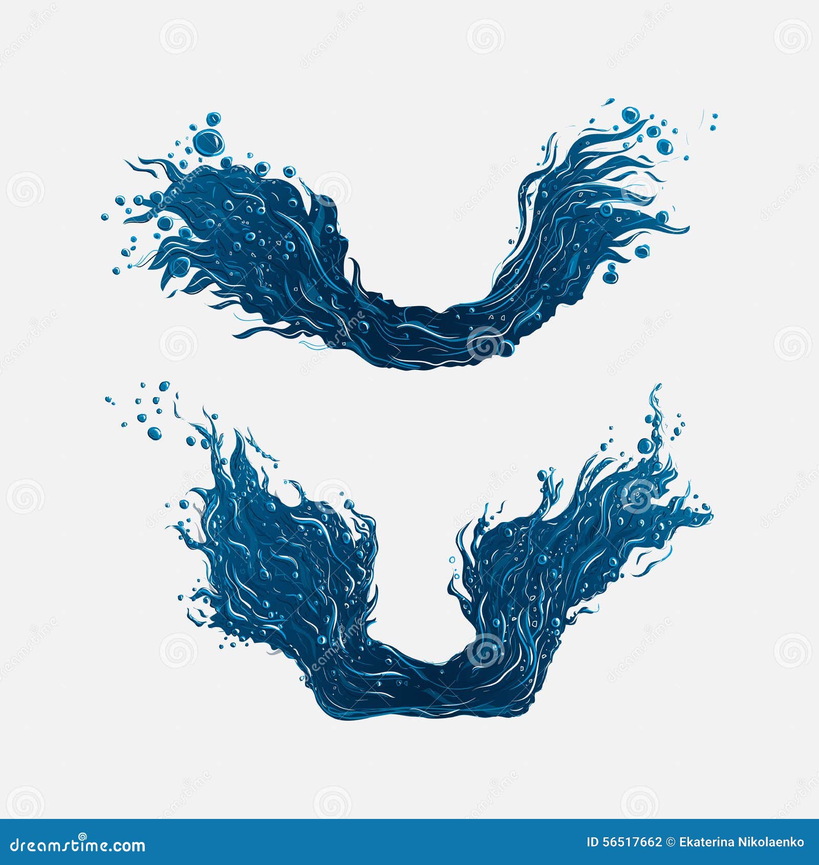 Splashing Water Wave Set. stock vector. Illustration of aquamarine ...
