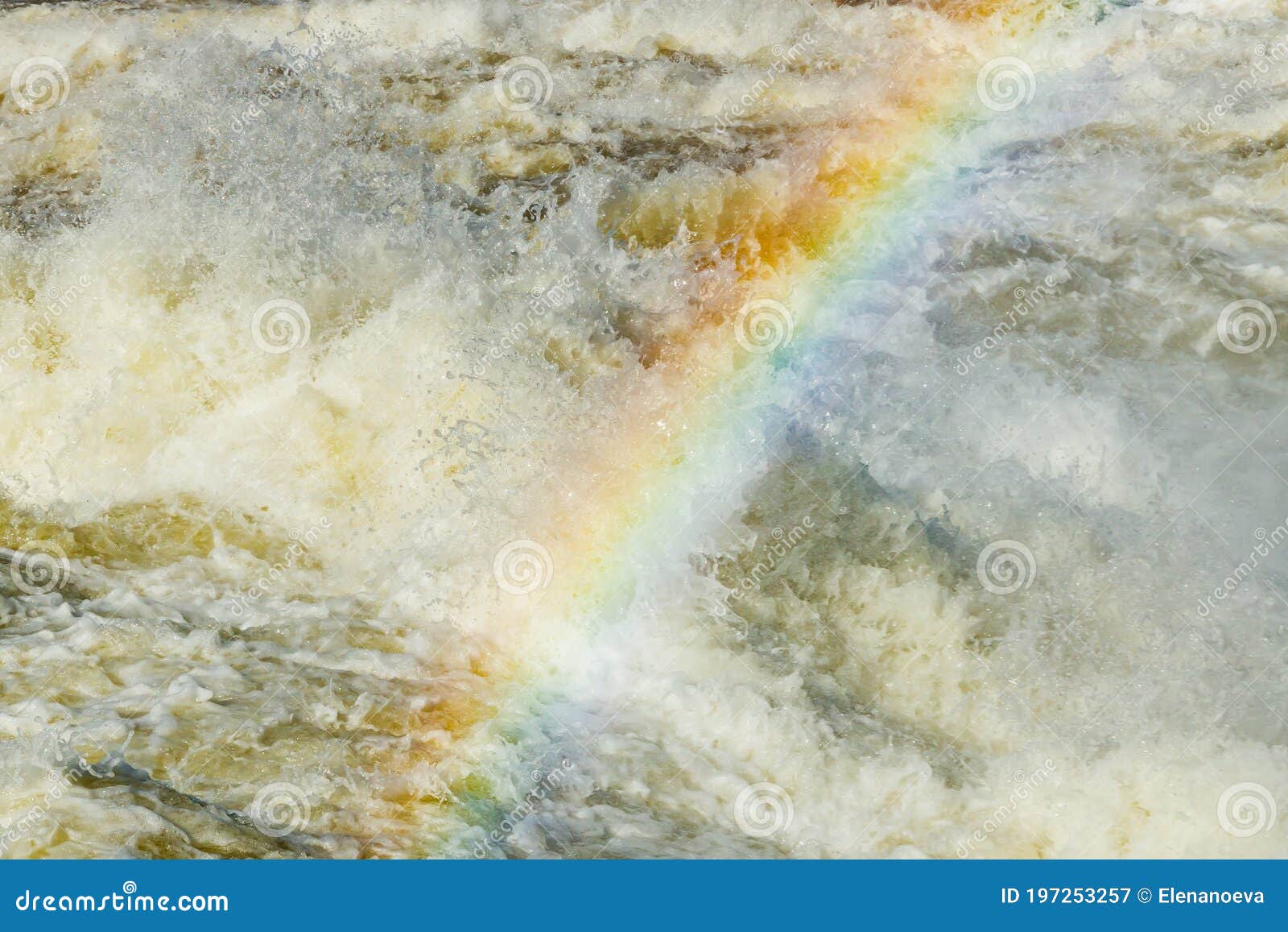 Splashing Water Waves with Rainbow on the Fast River Stock Image ...