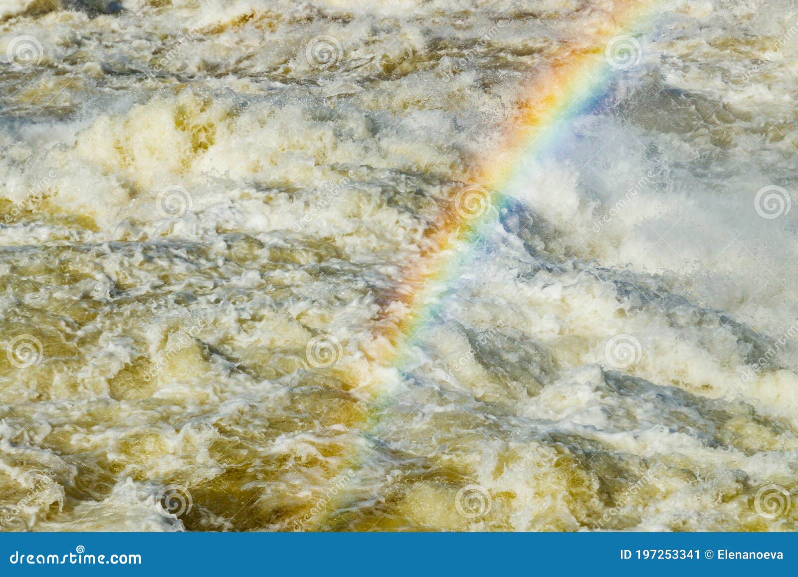 Splashing Water Waves with Rainbow on the Fast River Stock Image ...