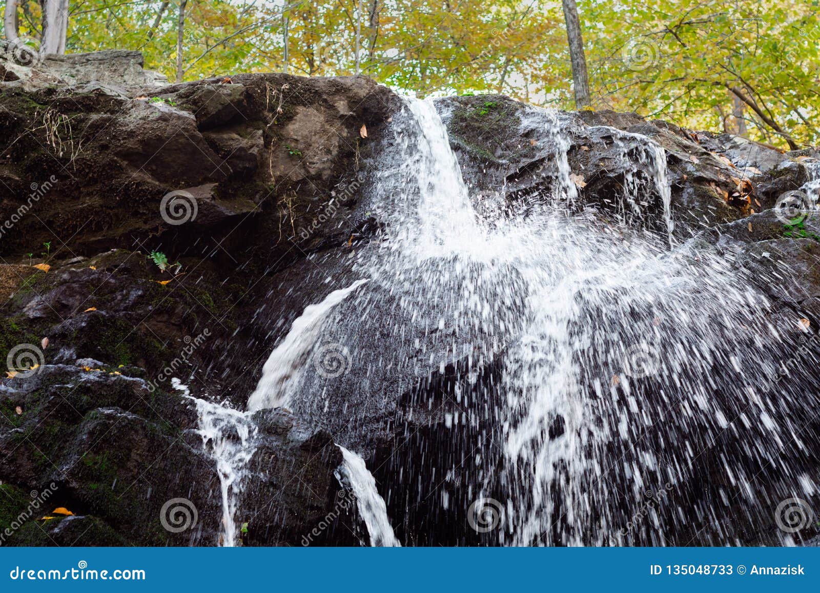 Splashing Fast Waterfall in Woods Stock Image - Image of mountain ...