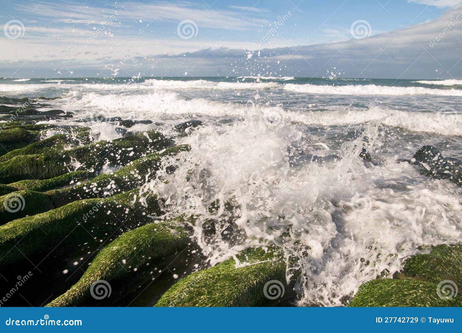 Splashing Wave on Stone Trench Stock Image - Image of seashore, pacific ...