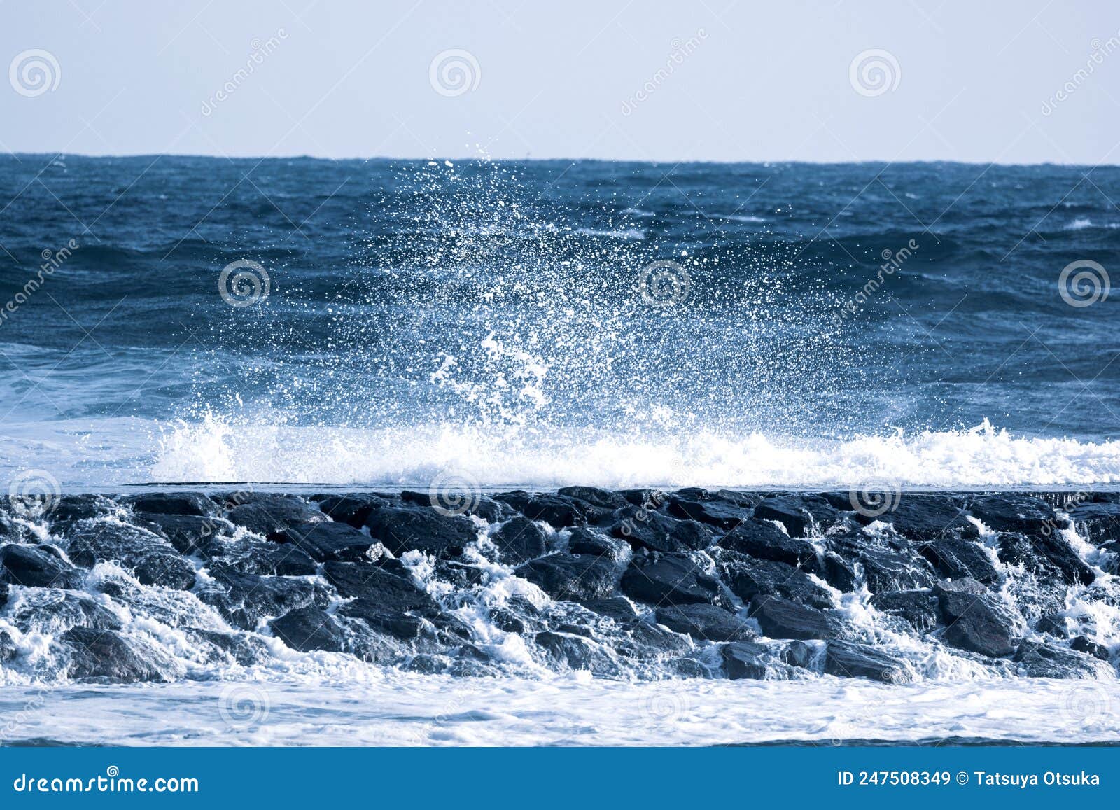 Splashing Waves in Japanese Sea. Stock Image - Image of spray, nature ...