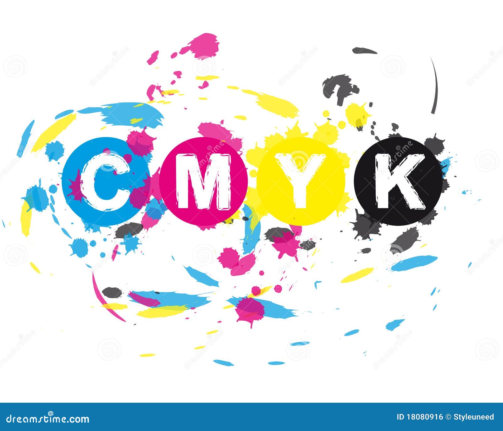 Splat da tinta de CMYK ilustração stock. Ilustração de colorido - 18080916