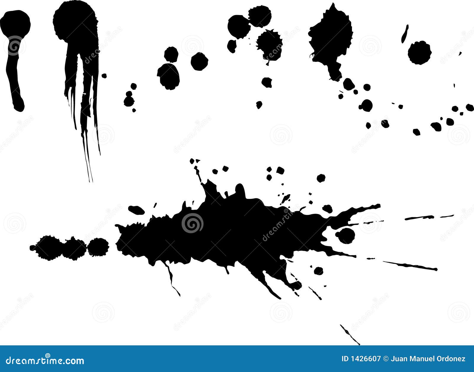 Splat set stock vector. Illustration of blood, water, brush - 1426607