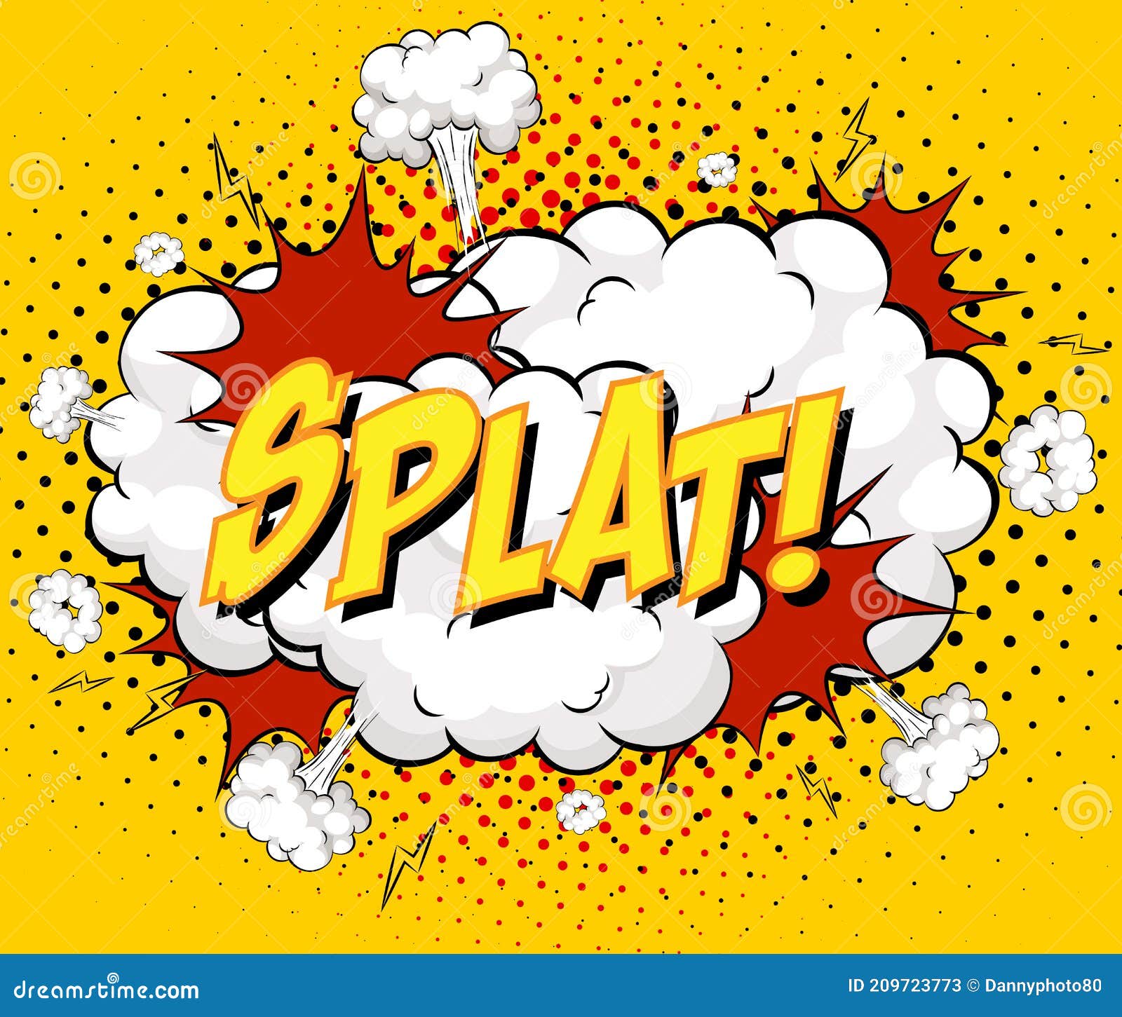 SPLAT Text on Comic Cloud Explosion on Yellow Background Stock Vector ...